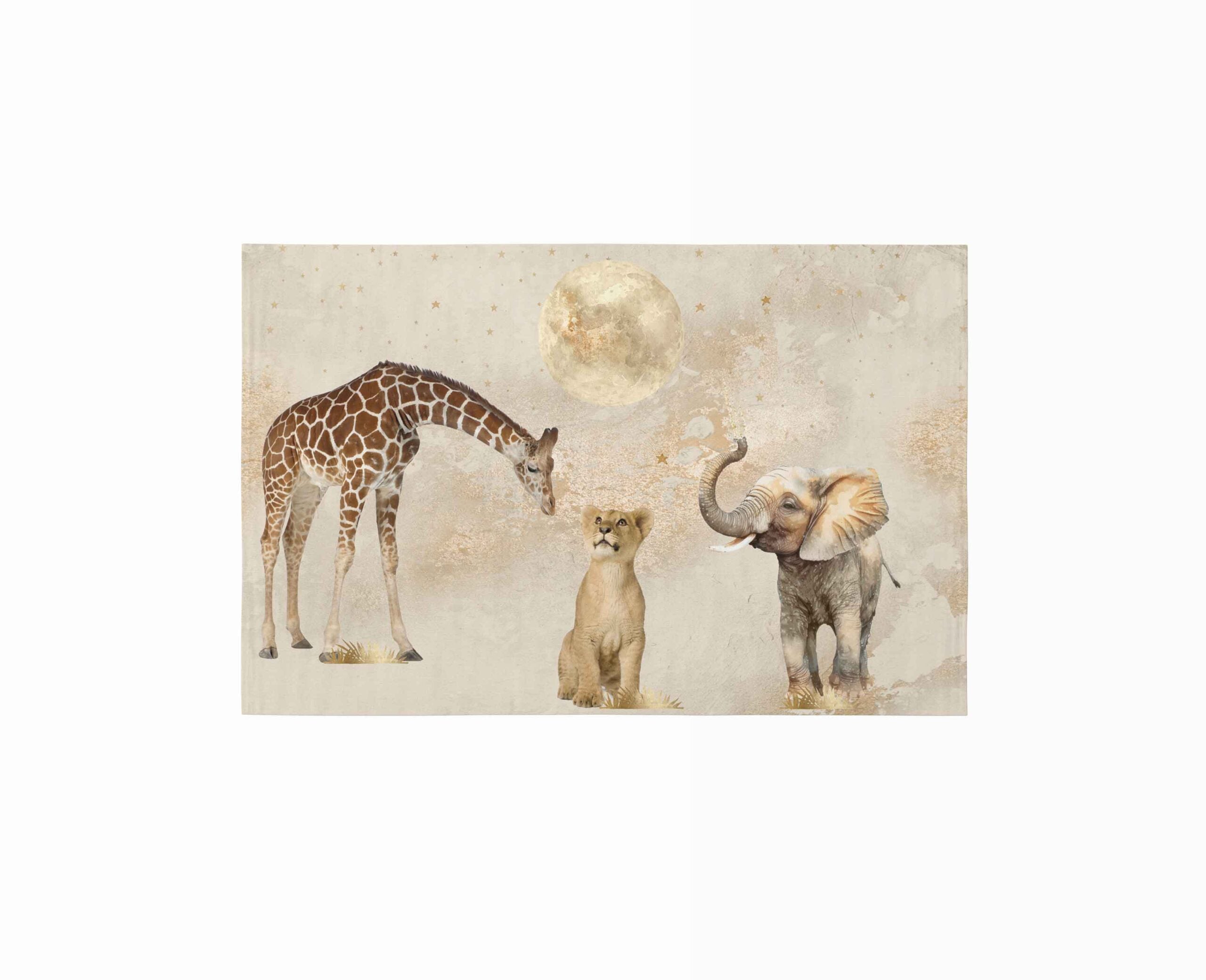 Dreamer Giraffe Elephant Naturel Taupe Tapijt 140 cm breed x 90 cm hoog ...